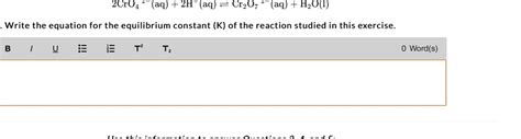 2cr04 Aq 2h Aq Cr2o7 Aq Hzo Write The Equation For The Equilibrium