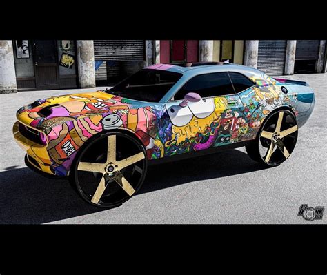 Render Dodge Challenger Hellcat On 32s With Bart Simpson Wrap Is The