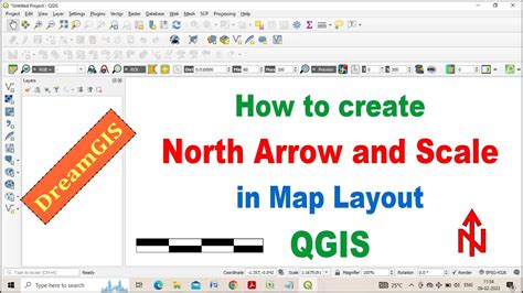 how to add north arrow scale and label on a map in qgis map layout 3