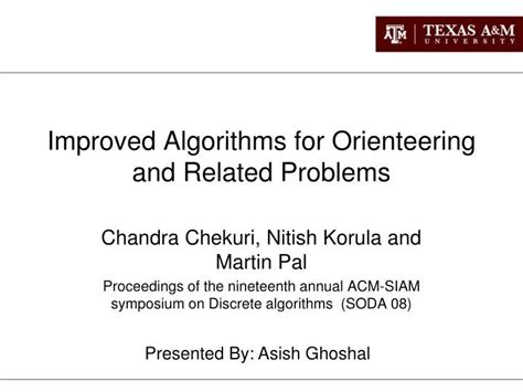 Ppt Improved Algorithms For Orienteering And Related Problems