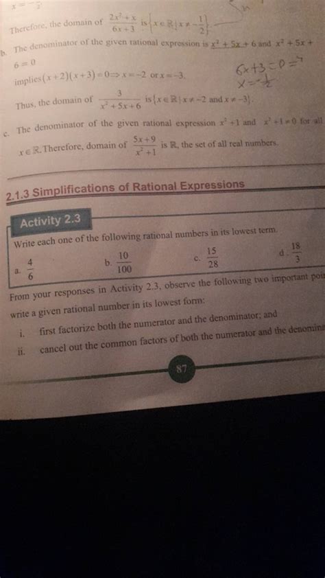 213 Simplifications Of Rational Expressions Activity 23 Write Each One