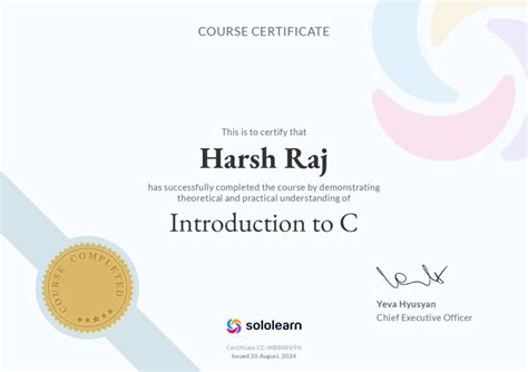 Sololearn C Certificate For C Harsh Raj Posted On The Topic Linkedin