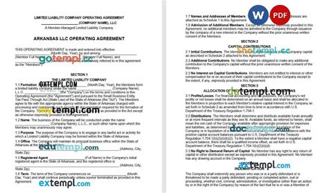Arkansas Multi Member Llc Operating Agreement Word Example Fully
