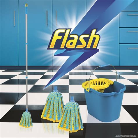 Flash Microfibre Lightening Mop With 2 Mop Refills And Mop Bucket Home Storage From