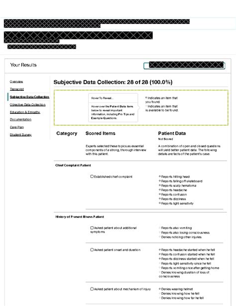Damien Brooks Subjective Data Subjective Data Collection 28 Of 28 100 Chief Complaint