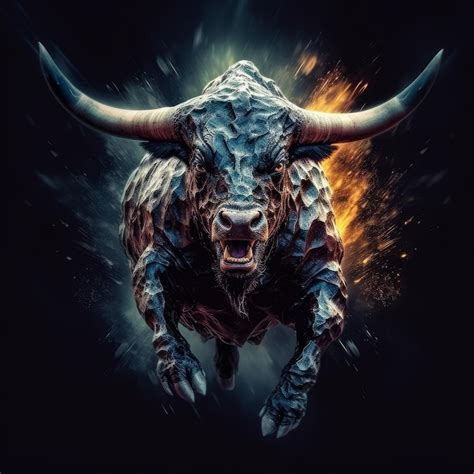 Premium Photo Crazy Creative Very Angry Muscular Bull Running On Dark