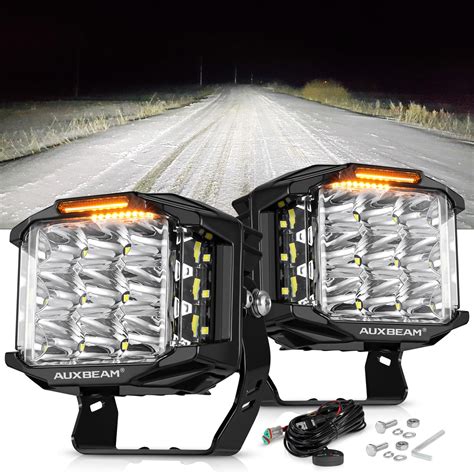 Auxbeam 5 168w Led Cube Pods Offroad Driving Light With Amber Covers 16440lm Bright Square