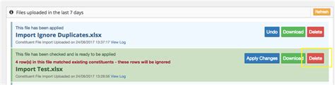 ignoring duplicate warnings when uploading a file donorfy