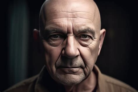 Premium Ai Image Serious Bald Eastern European Senior Man Looking At