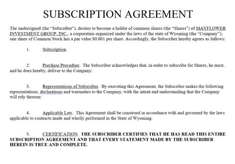 subscription agreement shares what is it explained examples