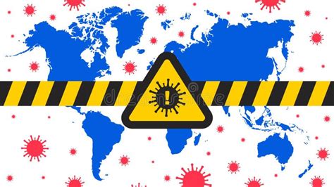 World In Corona Virus Dangerous Sign Alert Coution With World Map And