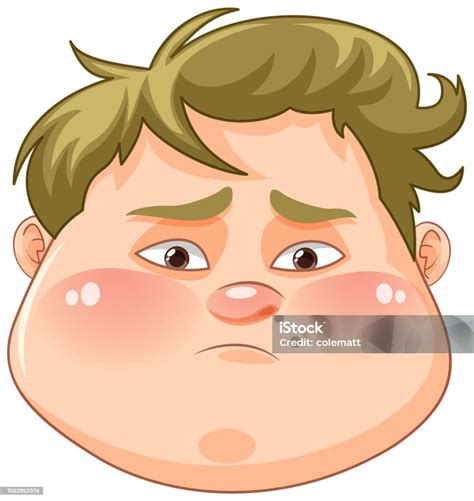 Ilustración De Cara De Caricatura De Niño Gordo Y Más Vectores Libres De Derechos De Angustiado