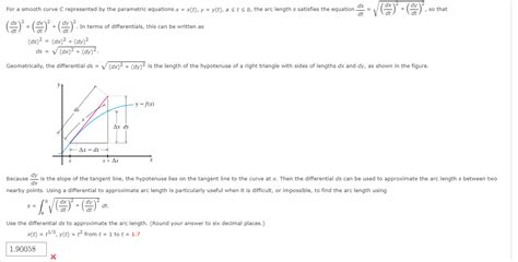 solved ds for a smooth curve c represented by the parametric