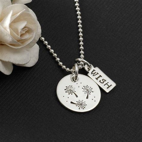 Dandelion Wish Necklace Dandelion Jewelry Wish Necklace Hand Stamped