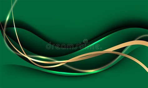 Abstract Gold Green Ribbon Curve Overlap On Grey Luxury Background Vector Stock Vector