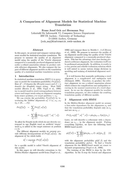 Pdf A Comparison Of Alignment Models For Statistical Machine Translation