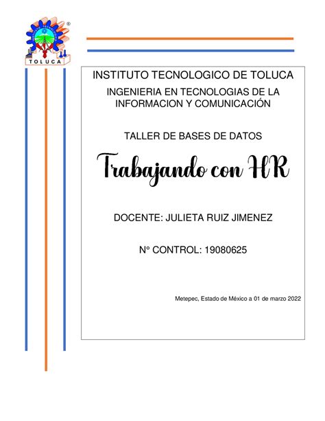 Iniciando Con El Usuario Hr Ejercicios De Programación De Bases De Datos Docsity