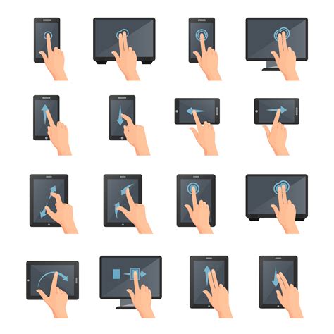 Hand Gestures On Touch Digital Devices 476535 Vector Art At Vecteezy