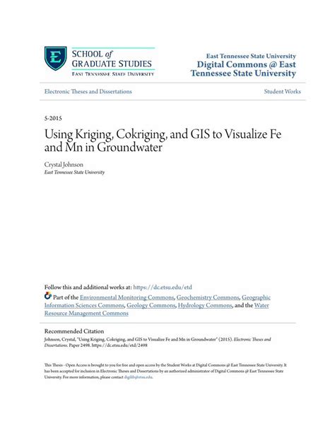 pdf using kriging cokriging and gis to visualize fe and mn