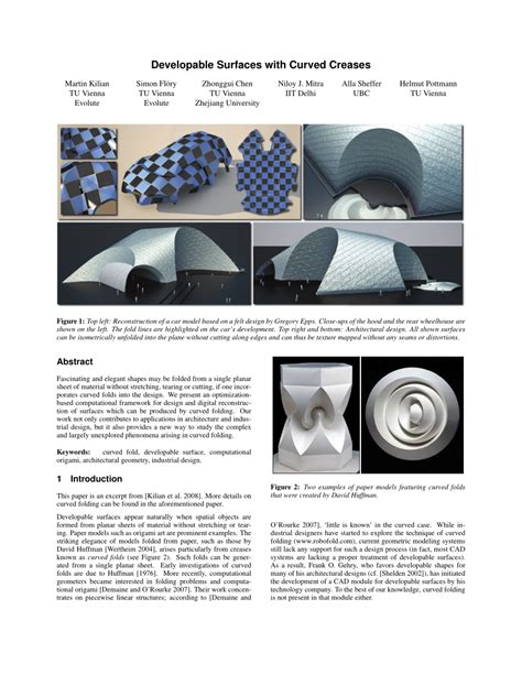 Pdf Developable Surfaces With Curved Creases
