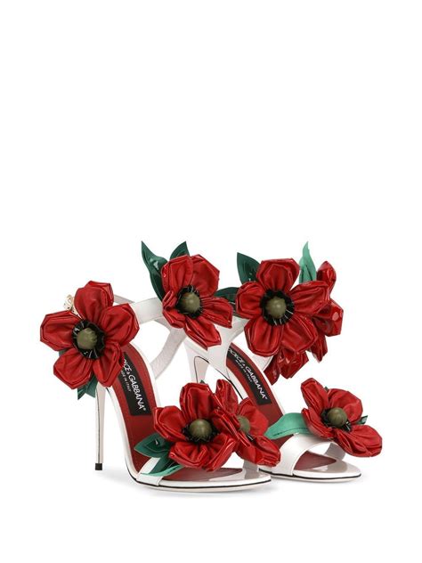 Dolce And Gabbana Floral Detail High Heel Sandals Red Farfetch