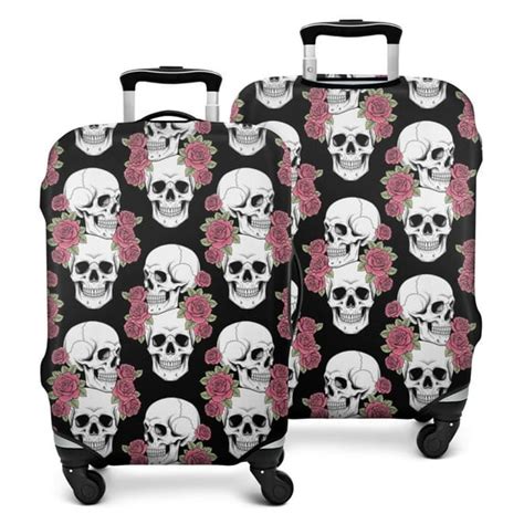 Black Skull Rose Pattern Luggage Cover Fashion Suitcase Cover Baggage