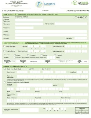 Fillable Online Direct Debit Form Page Of Bank Instructions Fax