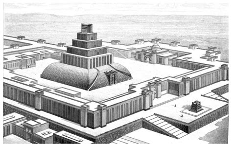 Assyrian Ziggurat Reconstruction Drawing Of Charles