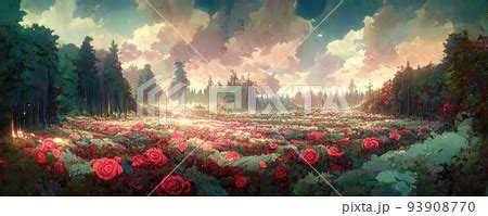 幻想的な世界観と神秘的な花と草原と光が印象的なイラストのイラスト素材 93908770 Pixta