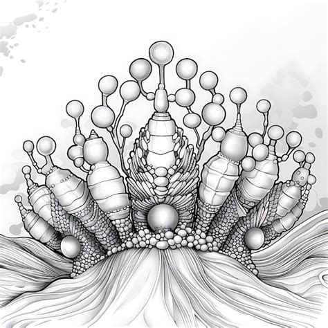 Drawing Of A Crown Made Of Shells And Pearls Premium Ai Generated Image