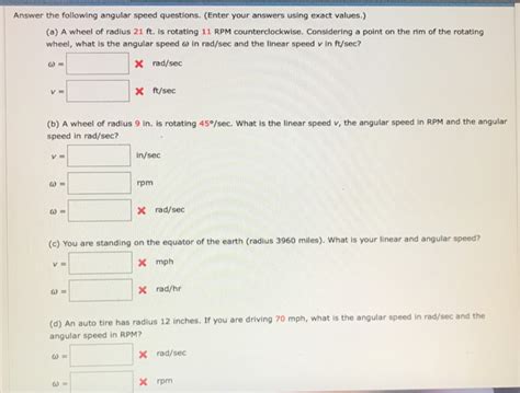 Solved Answer The Following Angular Speed Questions Enter Chegg Com