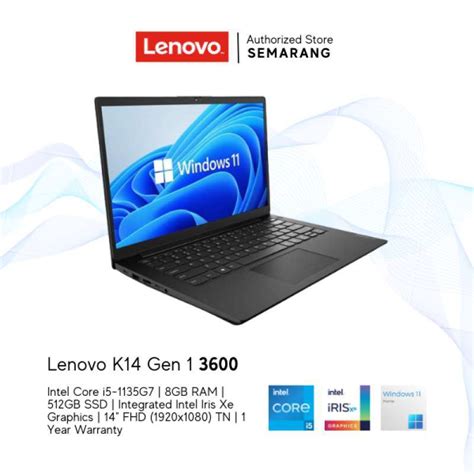 Jual Lenovo K14 Gen 1 3600 Black Core I5 1135G7 8GB 512GB Intel Iris Xe Graphics Win 11 Home