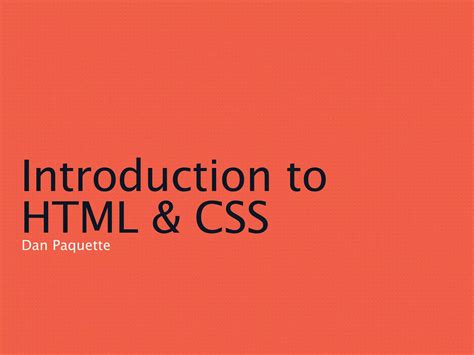 Introduction To Html And Css Ppt