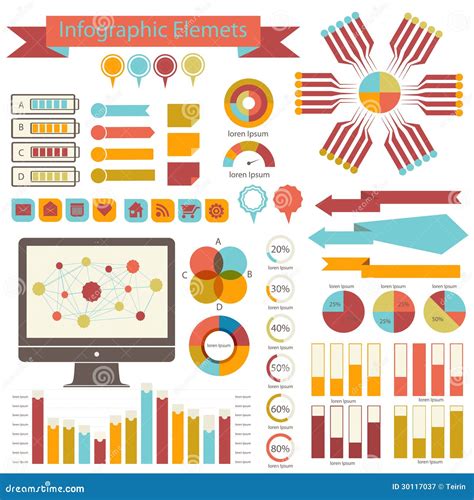 Information Graphics Line Icons Collection Ata Visualization Charts