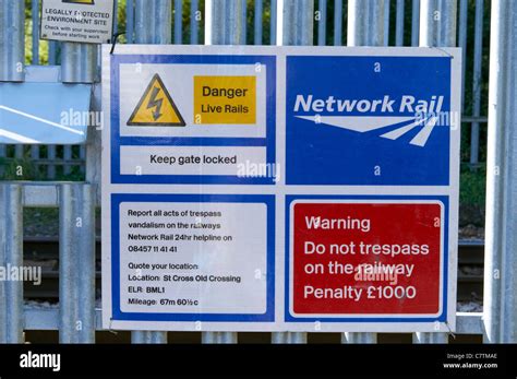 Steel Palisade Fencing Protecting An Electrified Mainline Railway With