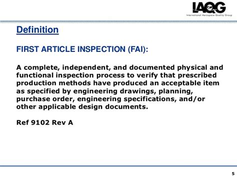 First Article Inspection