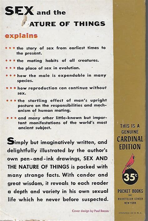Sex And The Nature Of Things By Berrill N J Near Fine Mass Market Paperback 1955 First