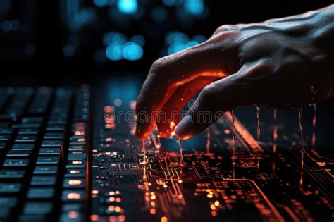 Robot Ai Hand Using Laptop Hacking System Ai Generative Ai Stock