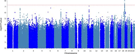 Manhattan Plot Displaying Genome Wide Meta Analysis Association Results Download Scientific