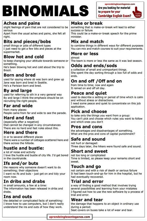Binomials English Vocabulary Words Learn English Vocabulary English Binomials English Vocabulary Words Learn English Vocabulary English