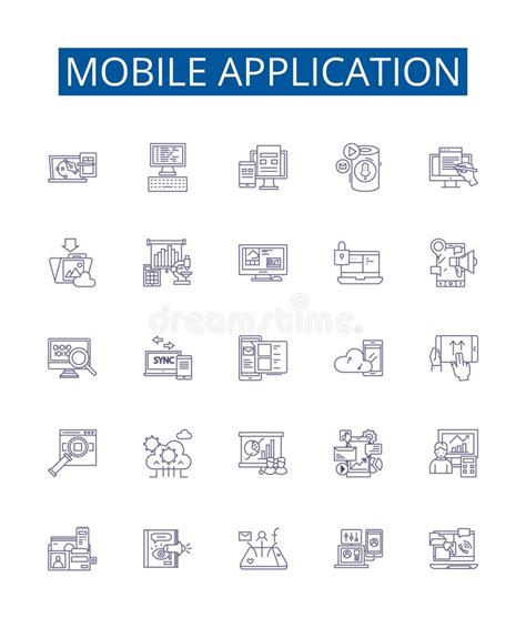 Mobile Application Line Icons Signs Set Design Collection Of Mobile Application App