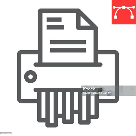 종이 분쇄선 아이콘 보안 및 서류 문서 분쇄기 사인 벡터 그래픽 편집 가능한 스트로크 선형 아이콘 Eps 10 갈기갈기 찢어진에 대한 스톡 벡터 아트 및 기타 이미지