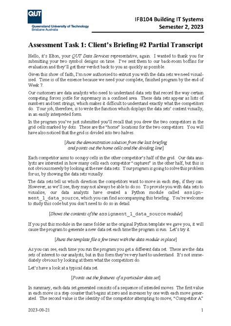 Assessment Task 1 Briefing 2 Transcript Semester 2 202 3 Assessment