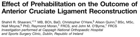 Research Review Effect Of Prehabilitation On The Outcome Of Anterior Cruciate Ligament