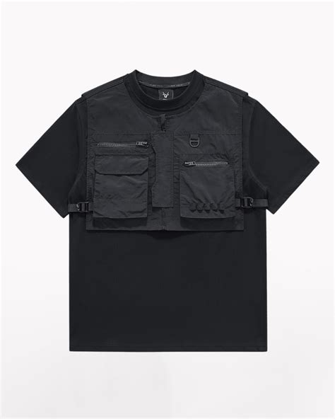 Functional Patchwork Fake Two Piece T Shirt Techwear Official