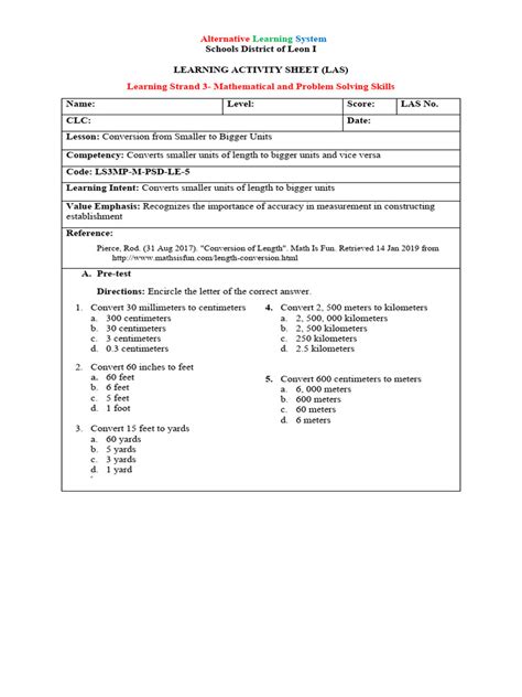 Unit Of Length Pdf Foot Unit Metre