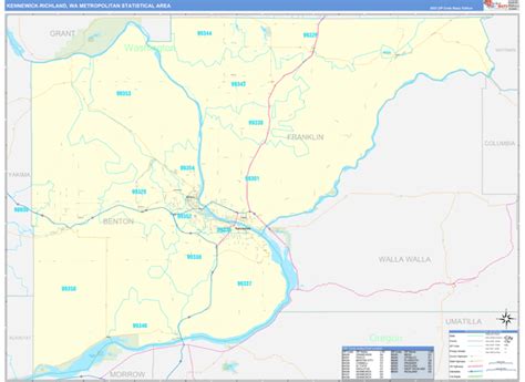 Kennewick Richland Wa Metro Area Wall Map Basic Style By Marketmaps