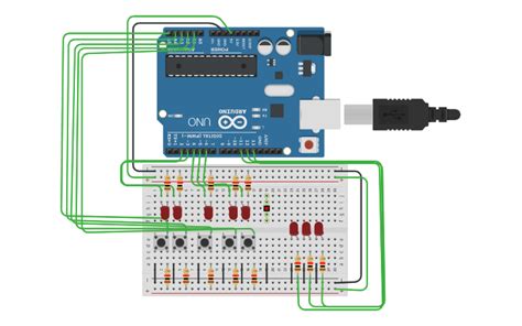 Circuit Design Praktikum 13 Kalkulator Biner Tinkercad