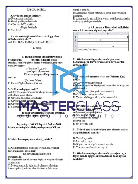 Maqistratura Test Informatika Pdf