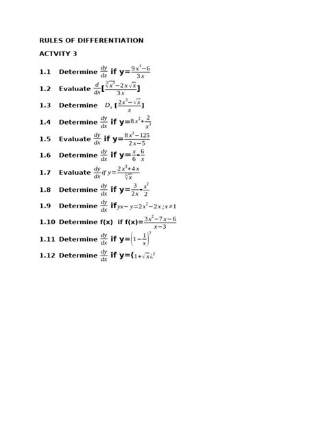 Rules Of Differentiation Pdf